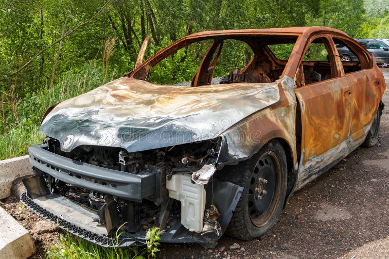 Old Burnt Rusty Tin Can Amidst a Young Grass Stock Image - Image of ...