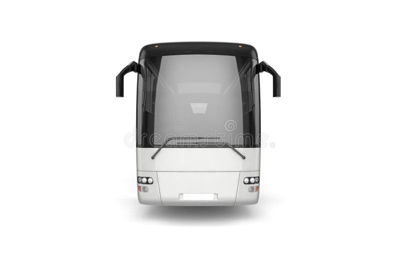 Front View - Bus Mock Up on White Background, 3D Illustration Stock ...