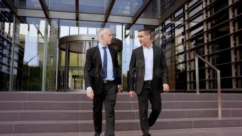 Front View of Businessmen Walking,leaving Office Building Stock Video ...