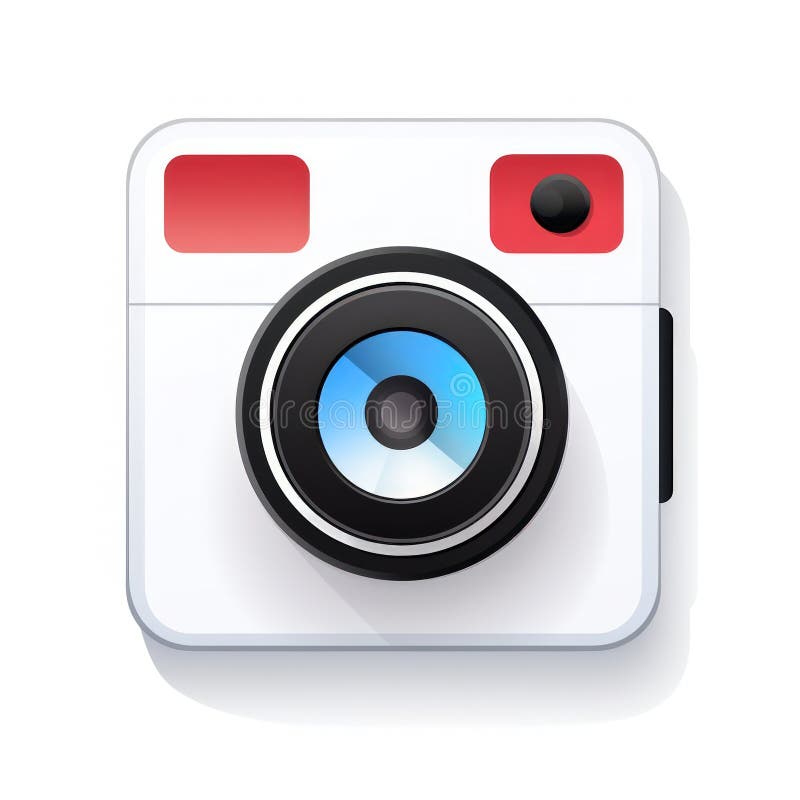 Front View of a Camera Icon on a White Background Stock Illustration ...