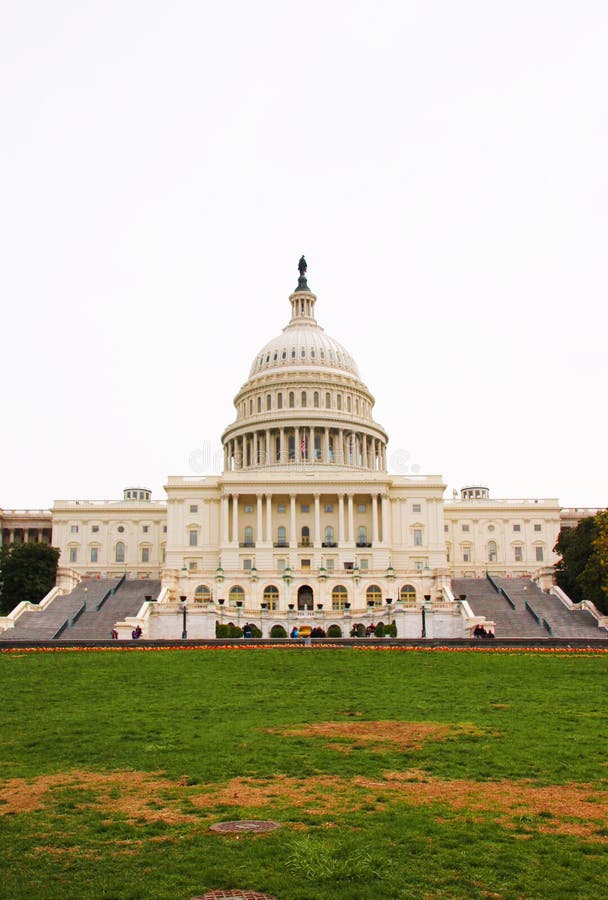 Front View of the Capitol Building in Washington with Cloudy Sky Stock ...