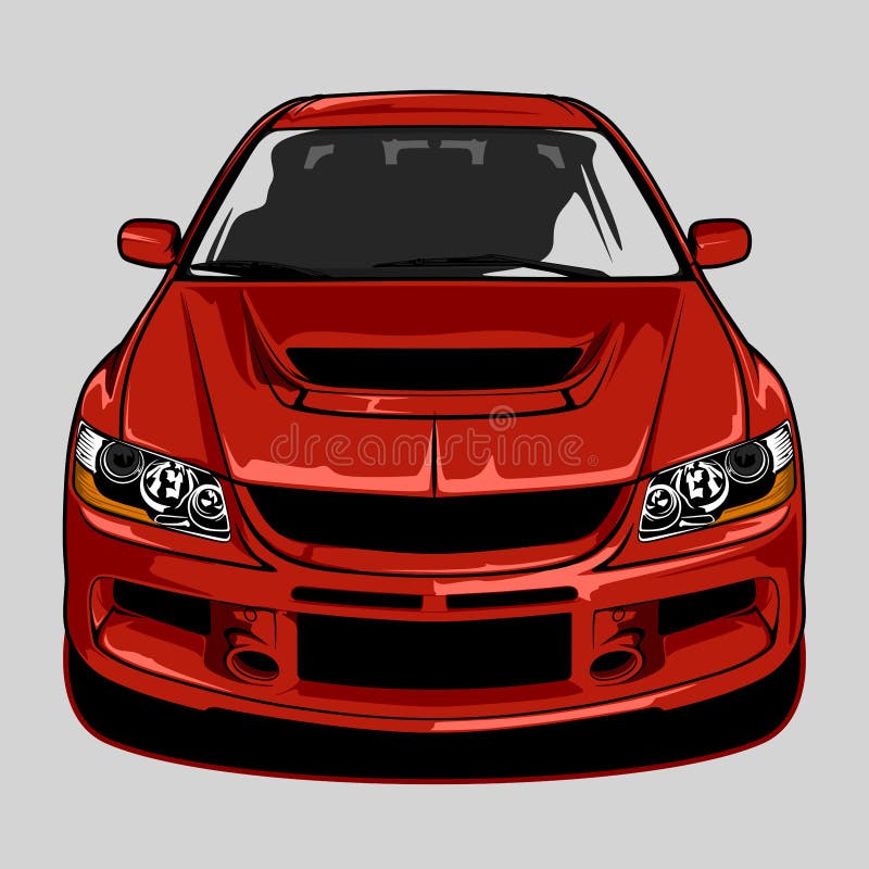Red Lancer Evolution IX Car Illustration Stock Vector - Illustration of ...
