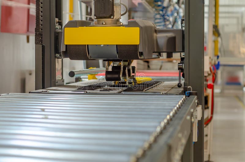 Front View Cardboard Packaging Machine. Production Line of Packaging ...