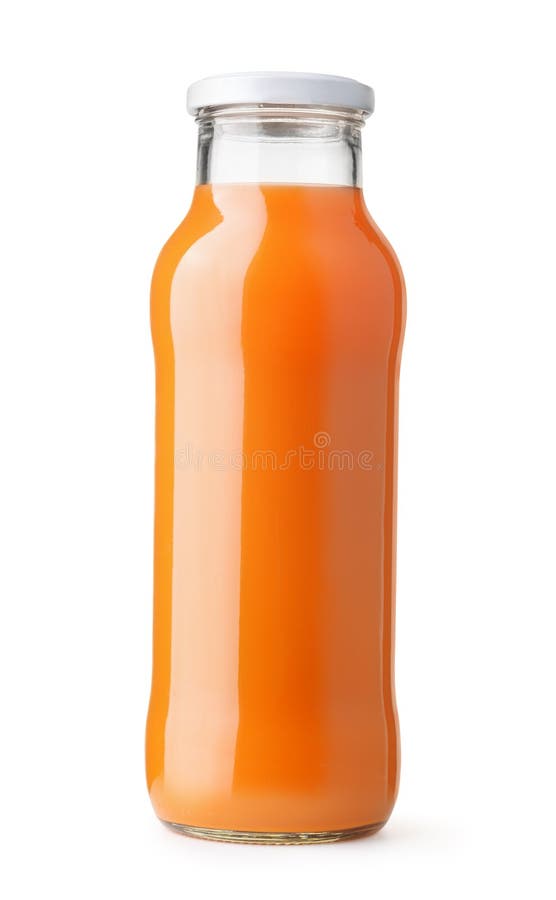 Front View of Carrot Juice Bottle Stock Photo - Image of blank, cold ...
