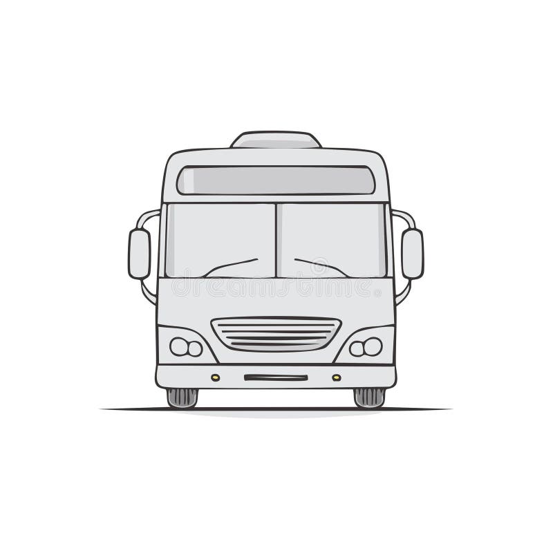 Front View of a Cartoon-style Bus Graphic Illustration Stock ...