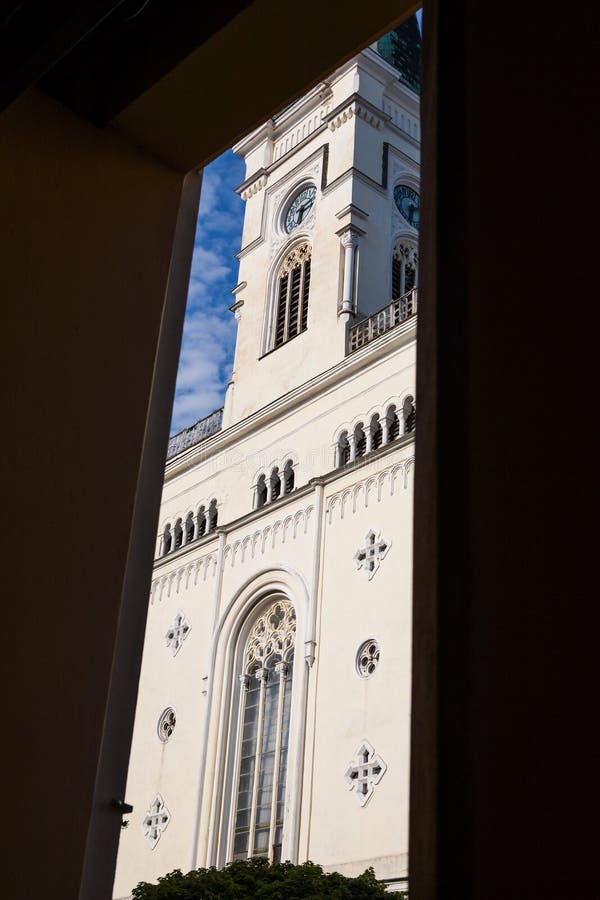Front View of a Catholic Church Stock Image - Image of city, church ...