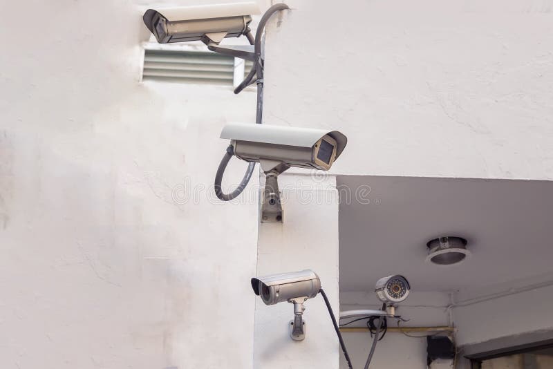 Front View of the CCTV Cameras are Installed with Poles in the Parking ...