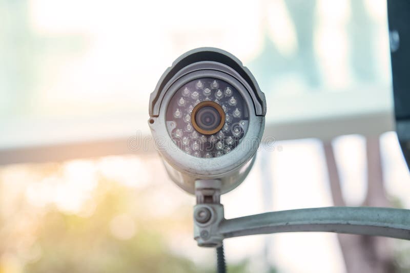 Front View of the CCTV Cameras are Installed with Poles in the Parking ...