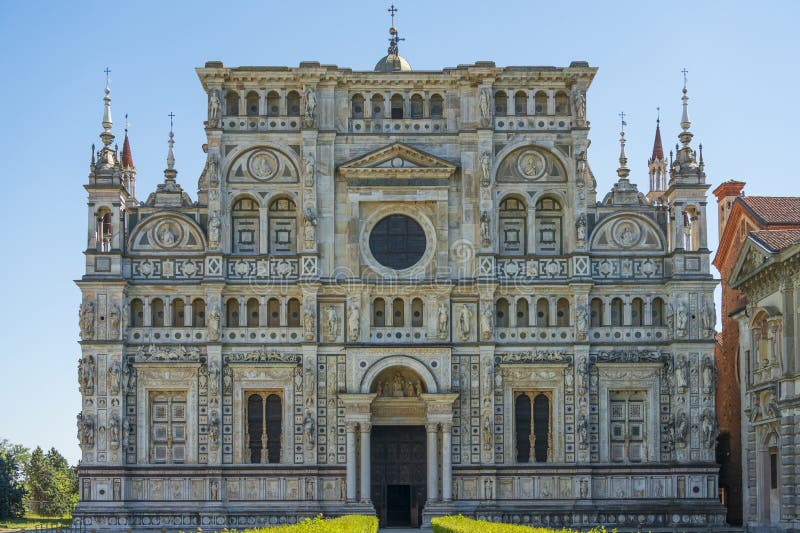 Front View of Certosa Di Pavia Monastery Close Up Editorial Photography ...