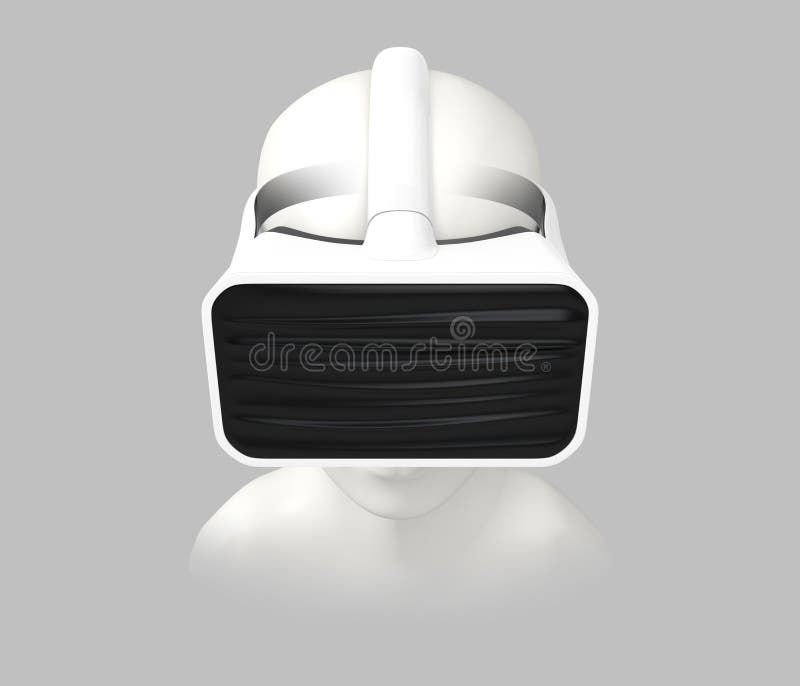 Front View of CG Model Wearing VR Headset on Gray Background Stock ...