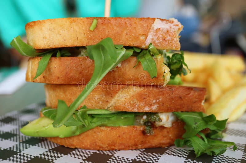 Front View of Chicken Avocado Salad Sandwich Stock Photo - Image of ...