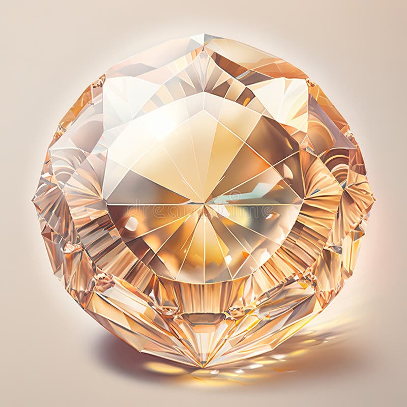 Front View of Citrine Gemstone Illustration on a Light Background ...