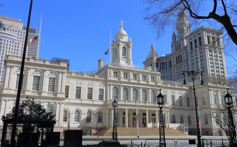 Front View of City Hall, New York Editorial Stock Photo - Image of ...