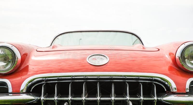 Front View of a Retro American Car Stock Image - Image of design, fast ...