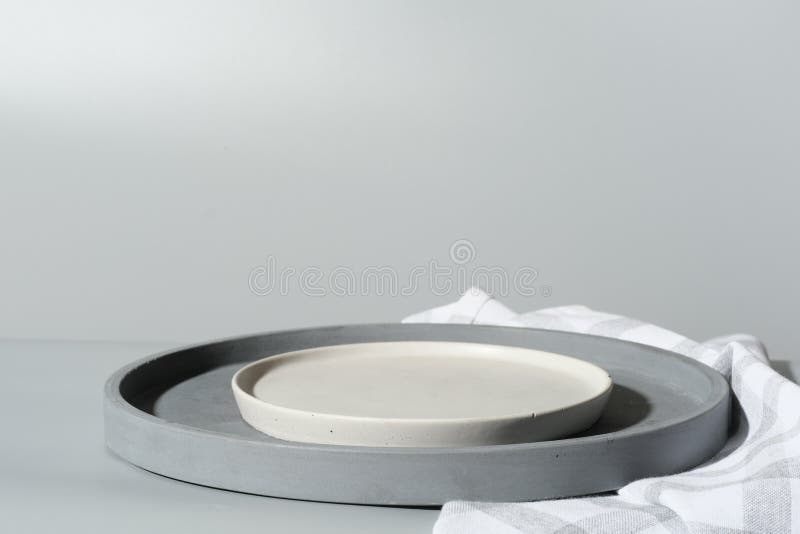 Front View of Classic Minimal Table Set of Two Empty Plates for Food ...