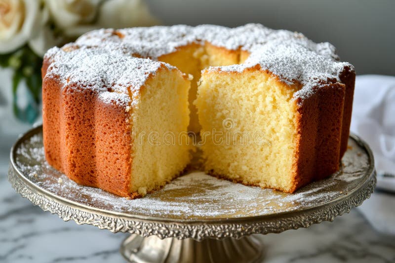 A Front View of a Classic Pound Cake with a Golden, Crackly Crust. the ...