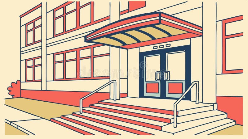 Front View of a Classic School Building Education Graphic Vector Design ...