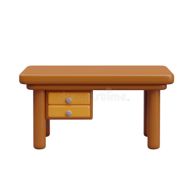 Front View on Classic Wooden Table with Drawers. Big Table for Home or ...
