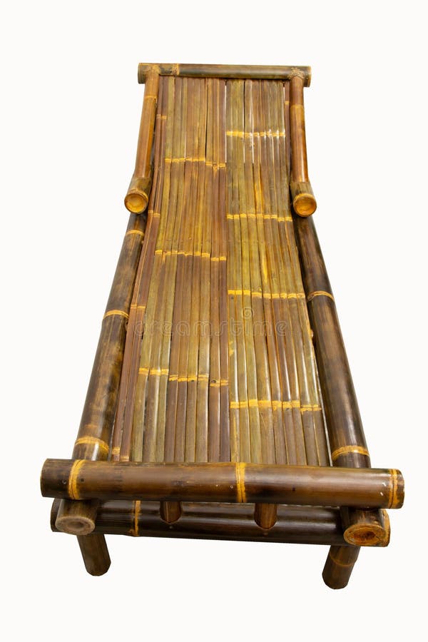 Wooden Chair or Long Bamboo Wooden Bed Isolated Stock Photo - Image of ...