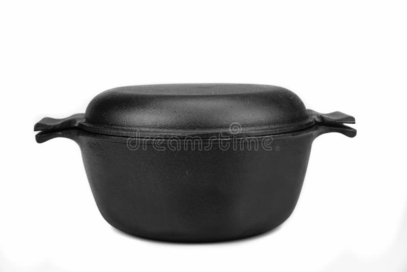 Front View on the Closed Cast Iron Pan Isolated Stock Image - Image of ...