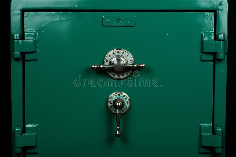 Front View of Closed Door on Old Security Safe Box Bank Vault Door ...