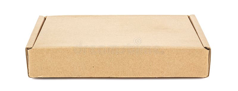 Front View of Closed Flat Brown Carton Box Isolated on White Background ...