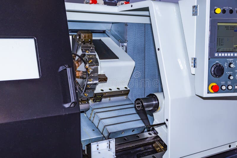 Front View on Cnc Milling Machine Control Panel with Display Stock ...