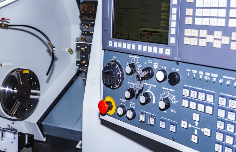 Front View on Cnc Milling Machine Control Panel with Display Stock ...