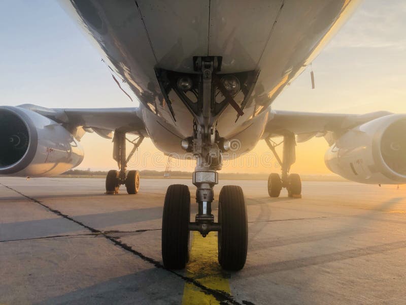 Airplane on runway stock photo. Image of view, technology - 161890550
