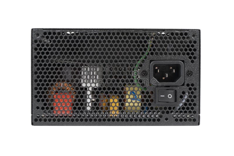 Front View Computer AC Power Supply Unit Isolated on White Background ...
