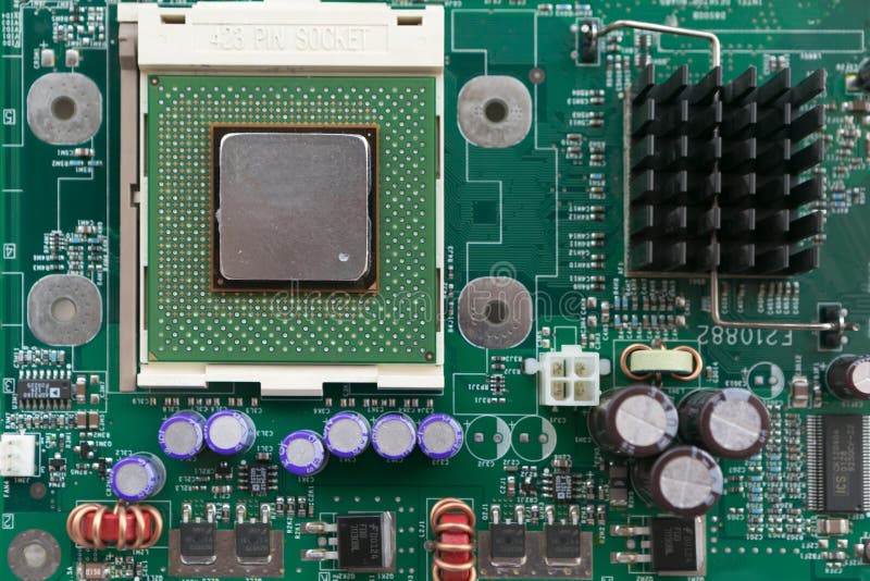 Front View of a Computer Motherboard Chip Stock Photo - Image of ...