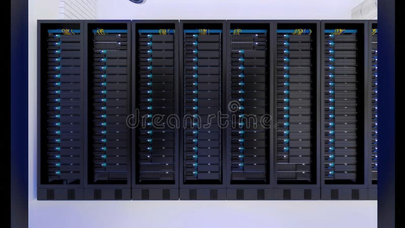 Front View of Computer Racks in the Server Room - Data Protection, Rendering, Computer Power ...