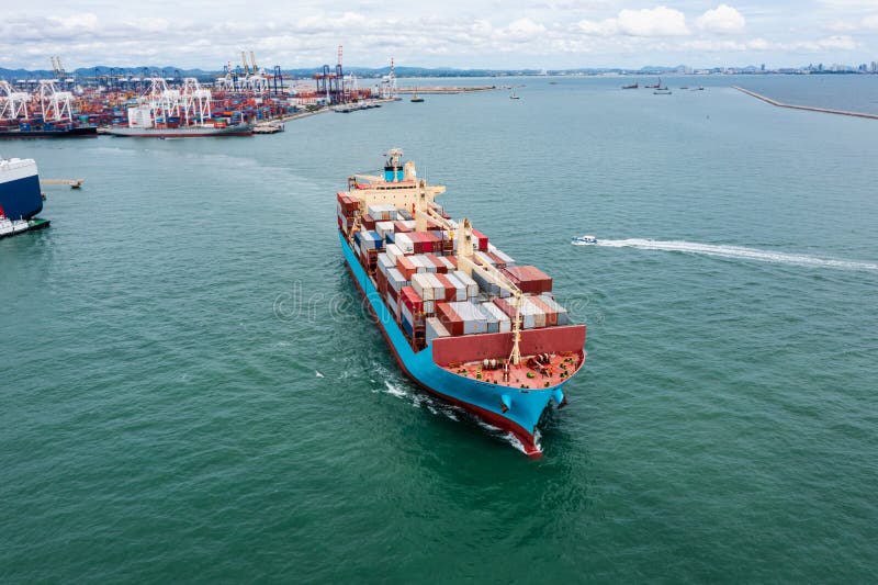 Front View of Container Ship Logistics Goods Transportation Import ...