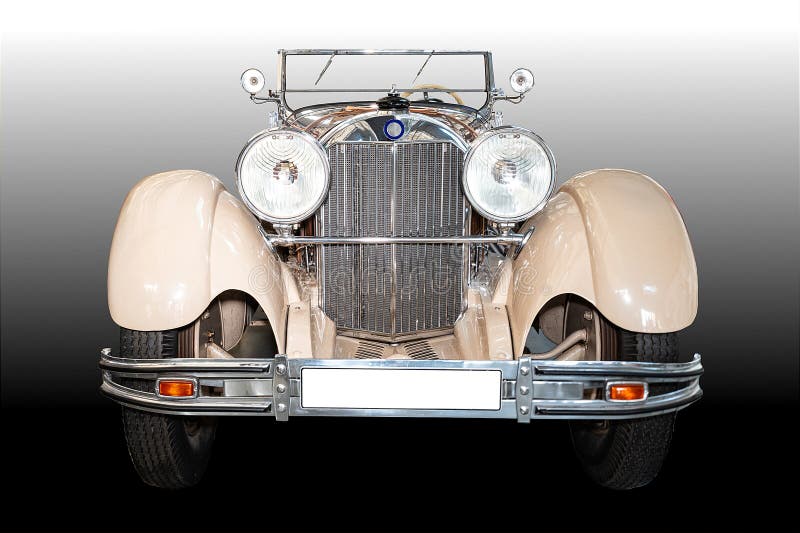 Front View Convertible Oldtimer Car Big Grid Framework Lights Stock ...
