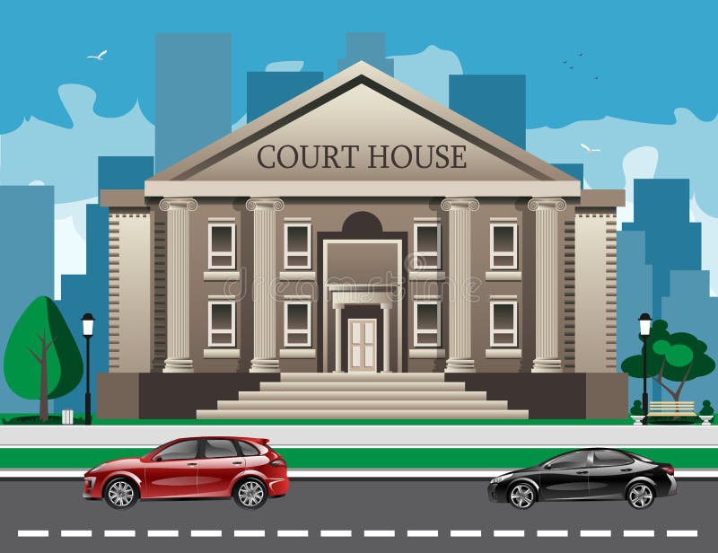 Front view of court house. stock vector. Illustration of clipart - 91437534