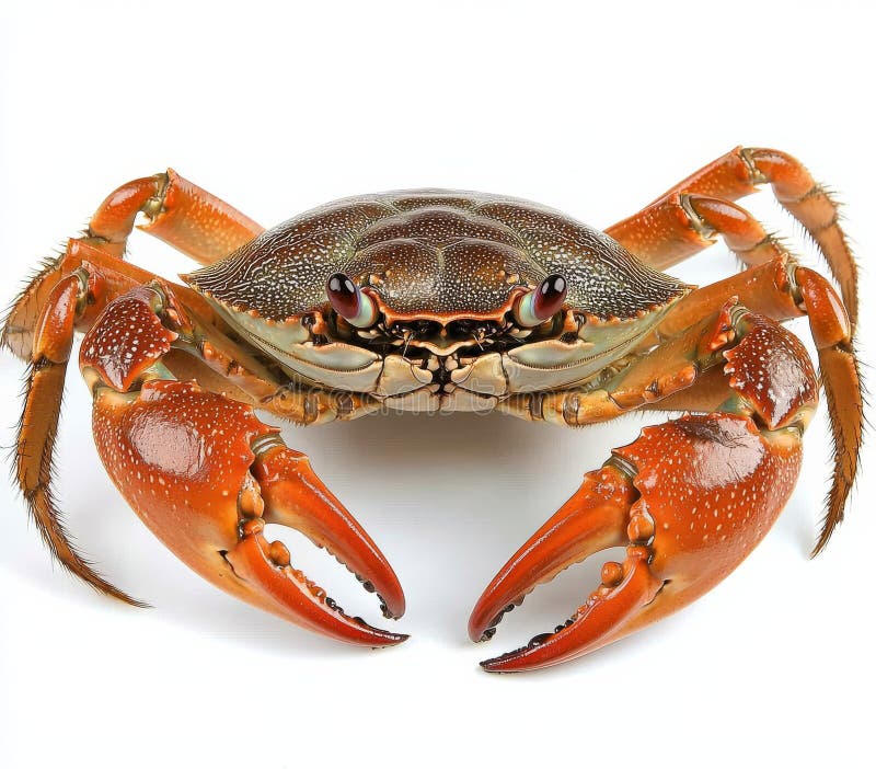 Front View of a Crab, Isolated on White Background, Seafood, Crustacean ...