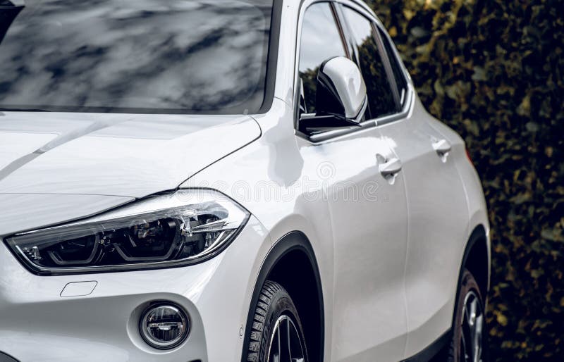 Front View Cropped Image of White Suv Car Stock Image - Image of front ...