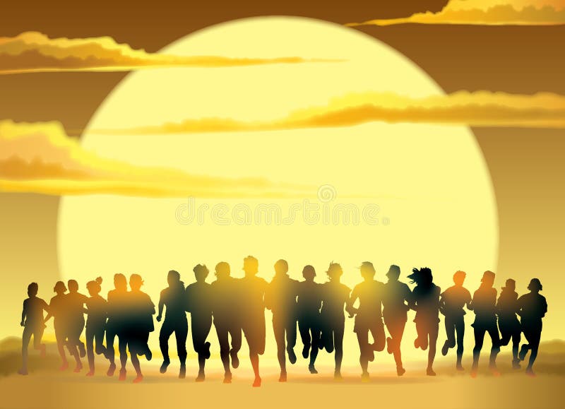 Running Against Crowd Stock Illustrations – 91 Running Against Crowd ...