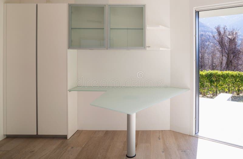 Front View of Crystal Table and White Pantry Stock Photo - Image of ...