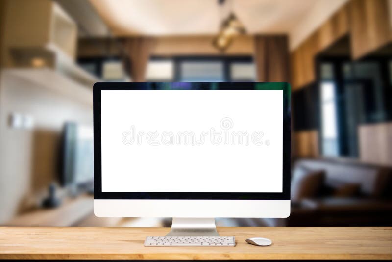 Front View of Cup and Computer, Smartphone, and Tablet on Table in ...