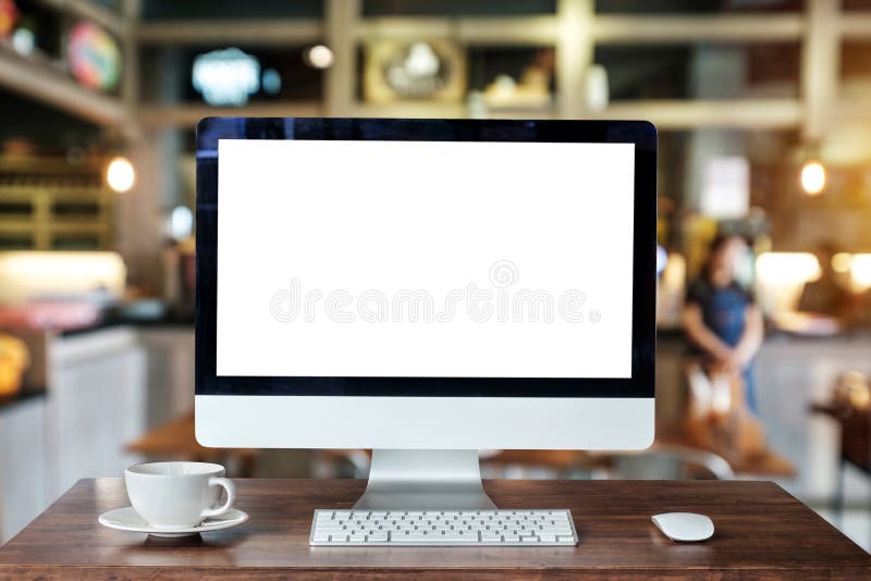 Front View Workspace with Computer, Stock Photo - Image of industrial ...