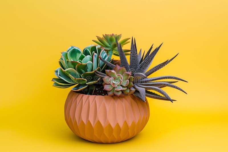 Front View of Cute Artificial Succulent Plants in Concrete Pots on ...