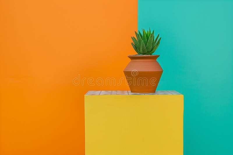 Front View of Cute Artificial Succulent Plants in Concrete Pots on ...