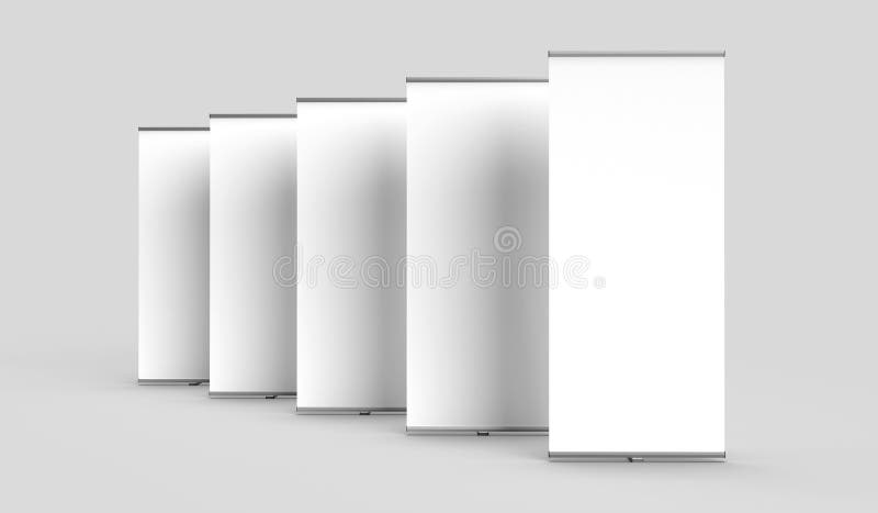 Front View of 3d Rendered Exhibition Banner Stands. Stock Illustration ...