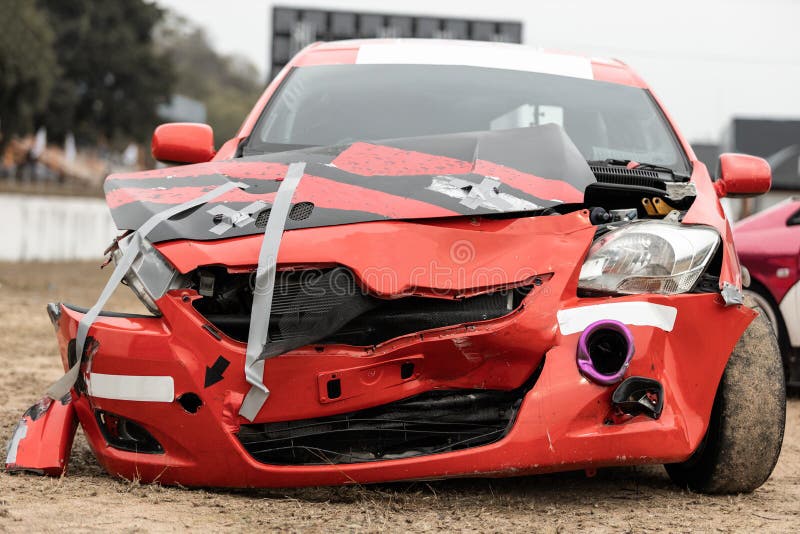 Front View of Damaged Car Crash Accident on the Road Stock Image ...