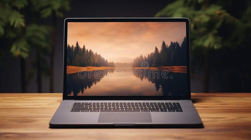 Front View of a Dark Modern Laptop Monitor Stock Illustration ...