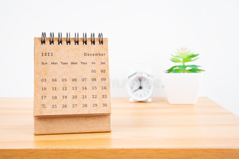 Front View of December Desk Calendar for 2023 Year Stock Image - Image ...
