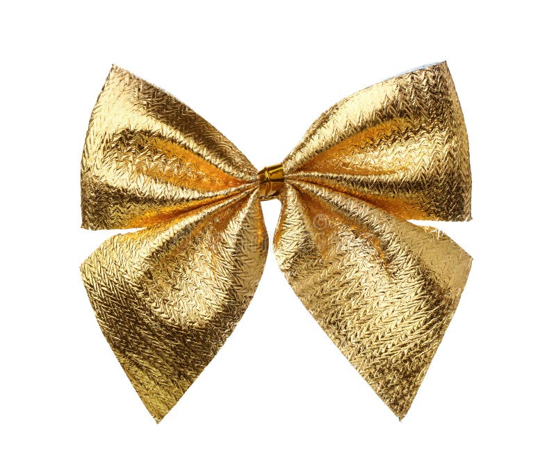 Front View of Decorative Golden Bow Stock Photo - Image of event ...
