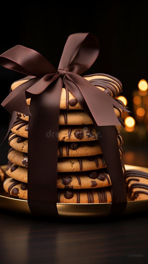 A Front View of Delectable Cookies, Artfully Wrapped with a Chic Dark ...