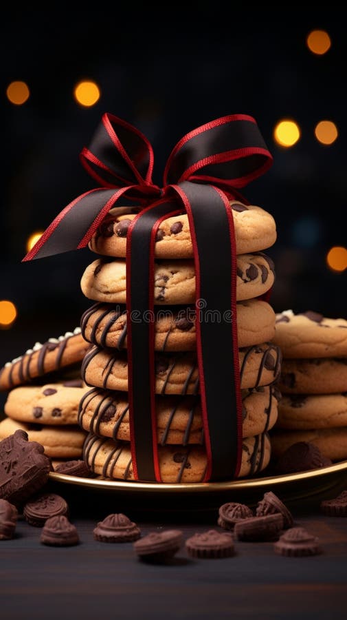 A Front View of Delectable Cookies, Artfully Wrapped with a Chic Dark ...
